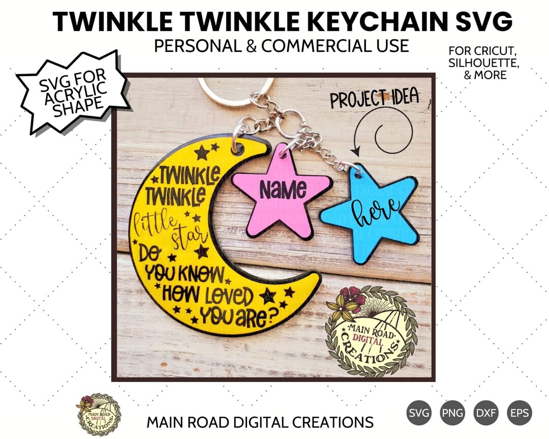 Acrylic Shape Keychain Svg-twinkle Twinkle Little Star Svg-crescent ...