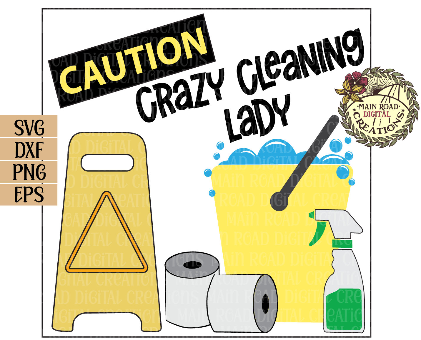Housekeeping-janitor-custodian-crazy Cleaning Lady-badge Reel-svg ...