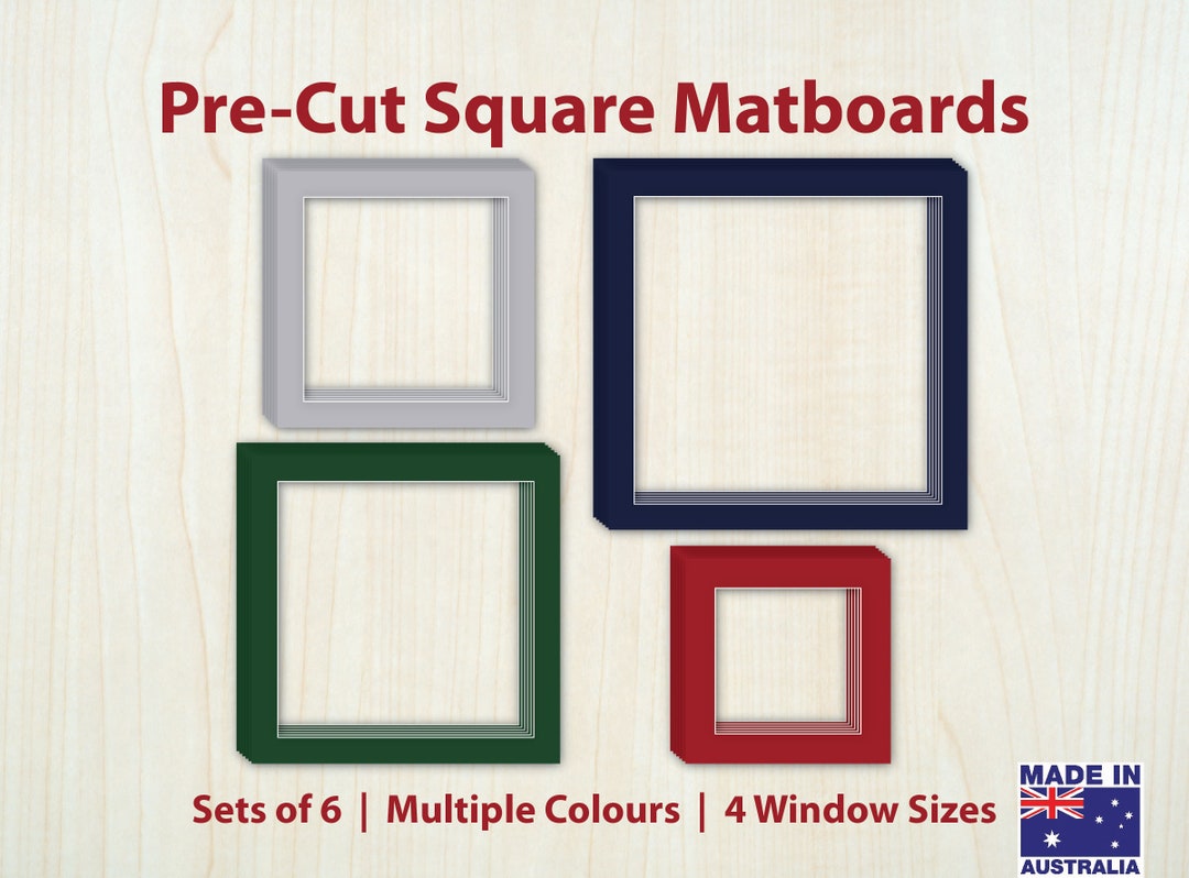 Pre-cut Square Matboards PACK OF SIX - Multiple Colours & Window Sizes ...