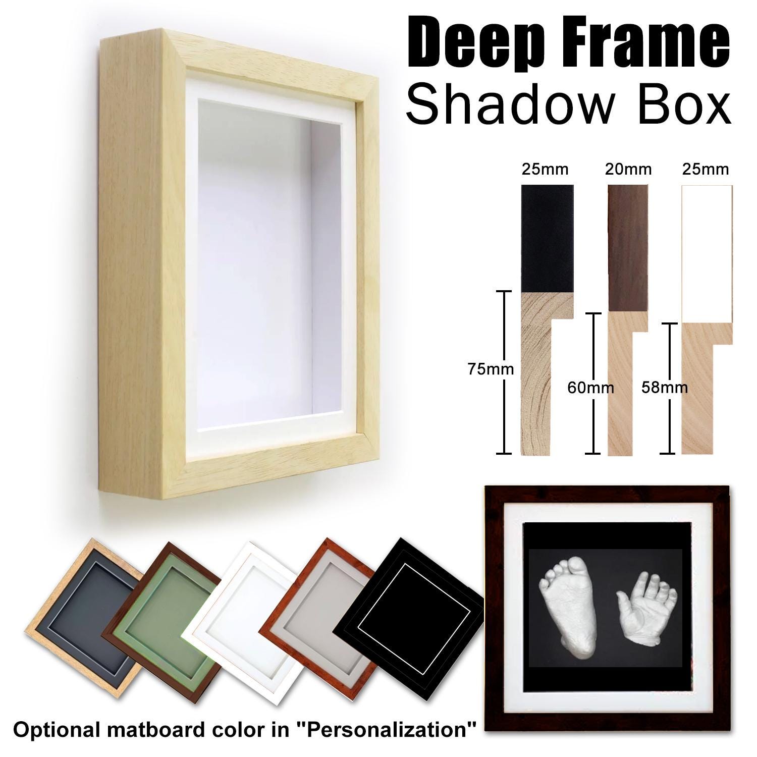 Shadow Box Deep Frames 3D Display Wooden Timber Deep Frame With Mat ...