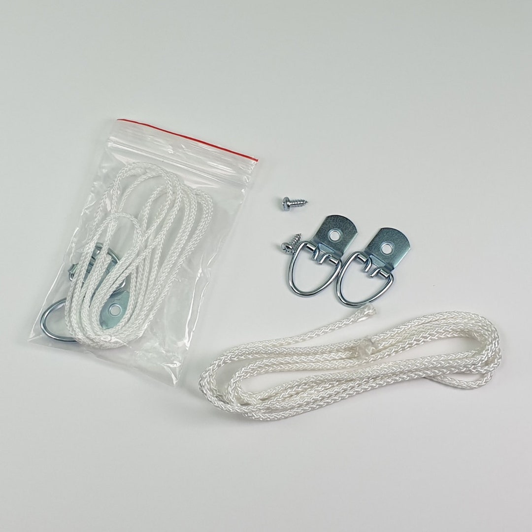 Picture Hang String Set, With 2-drings, 2 Screws and String, Wall Hooks ...
