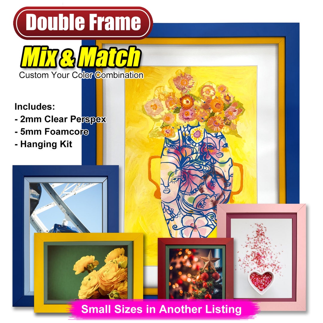 Large Size Handmade Wooden Double 2-layer Photo Timber Frames, Mix ...