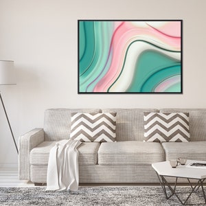 Abstract Green & Pink Wave Flowing Chromatic Floating Frame - Etsy
