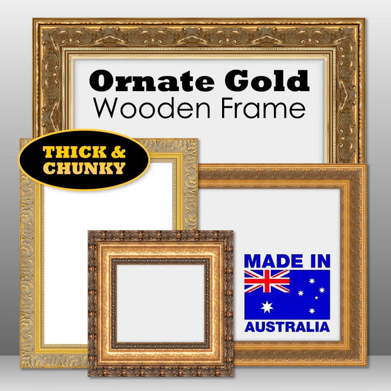 Antique Thick X-large Ornate Gold Timber Chunky Picture Frames Handmade ...