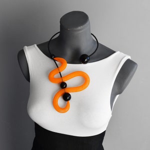 Open Necklace With Orange Accent, Unusual Bohemian Contemporary ...