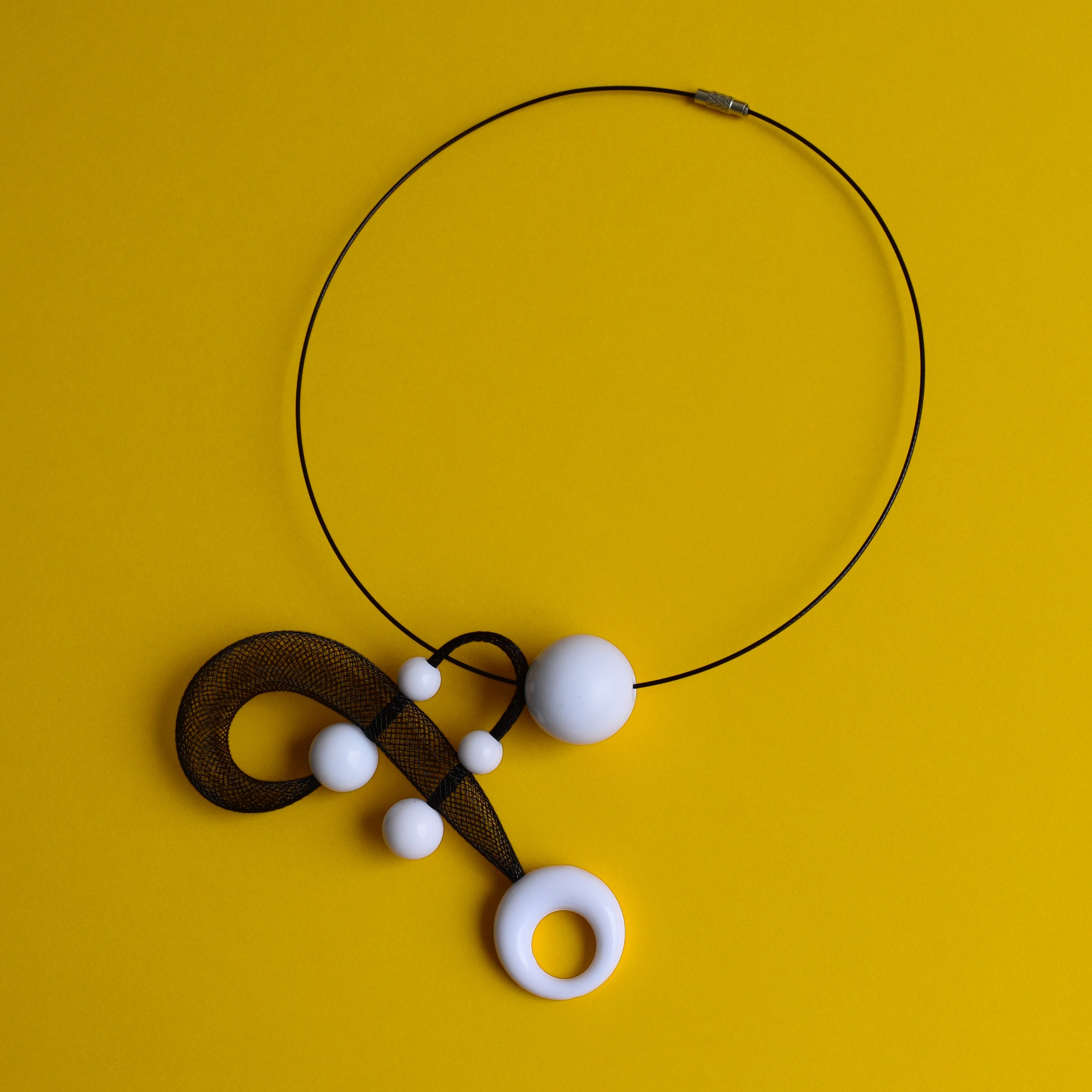 Black and White Short Necklace Abstract Necklace Modern - Etsy