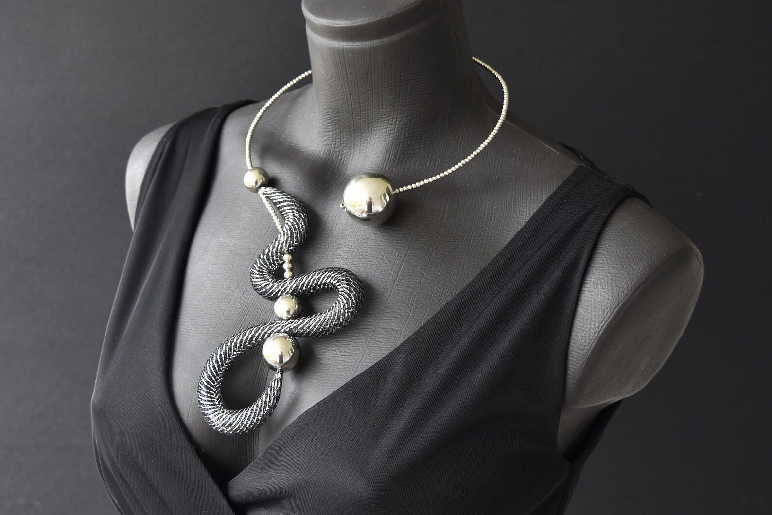 Open Collar, Stylish Black Open Necklace, Asymmetric Necklace ...