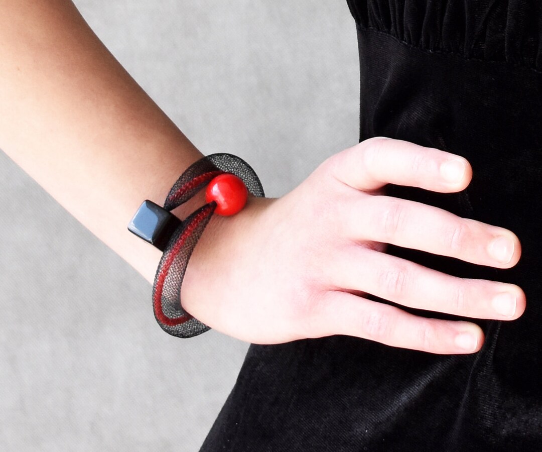 Black Cuff Bracelet, Contemporary Bracelet, Stylish Bracelet, Wrist ...