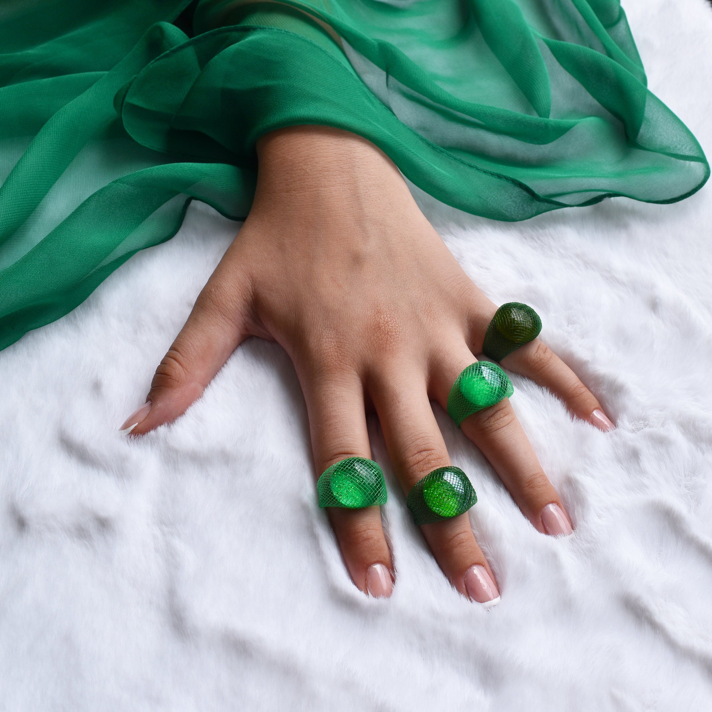 Green Multi Shades Ring, Statement Art Ring, Fashion Ring, Contemporary ...