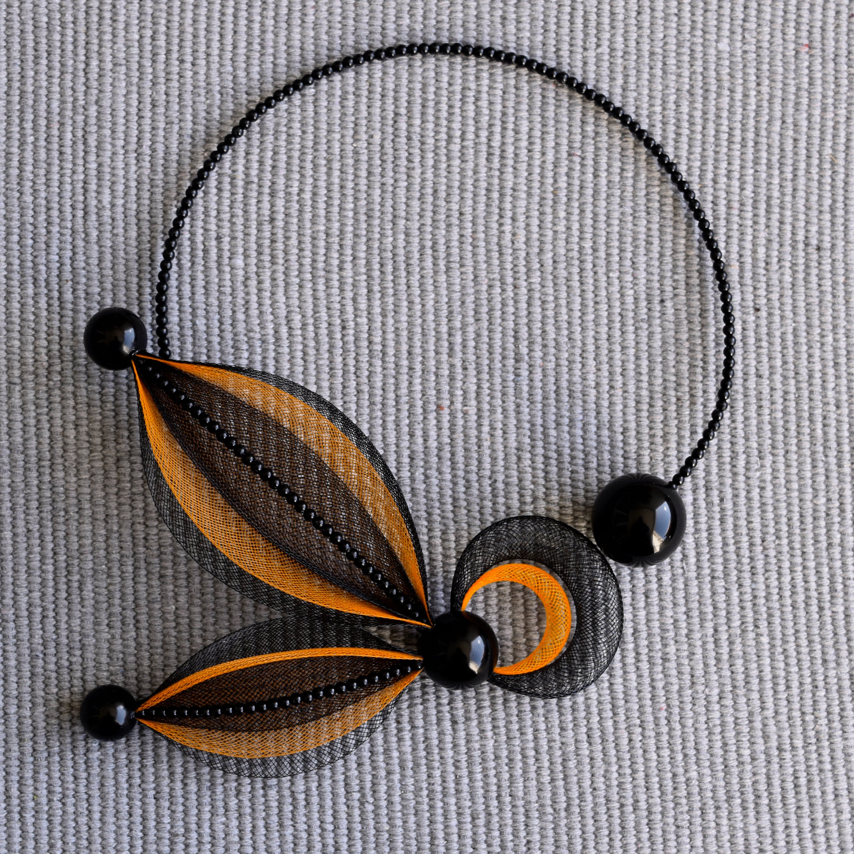 Open Black Collar With Orange Accent, Unusual Bohemian Necklace ...