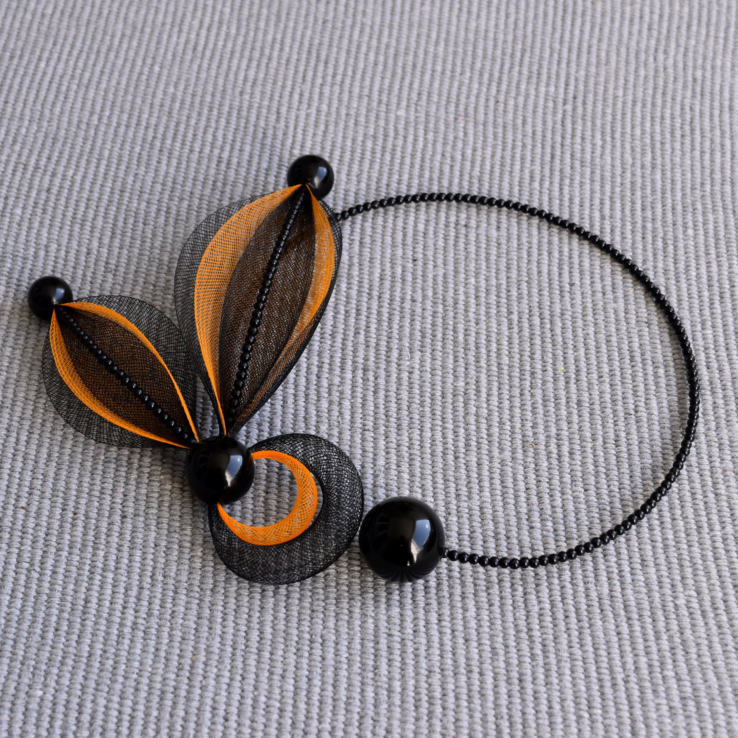 Open Black Collar With Orange Accent, Unusual Bohemian Necklace ...