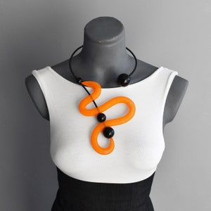 Open Necklace With Orange Accent, Unusual Bohemian Contemporary ...