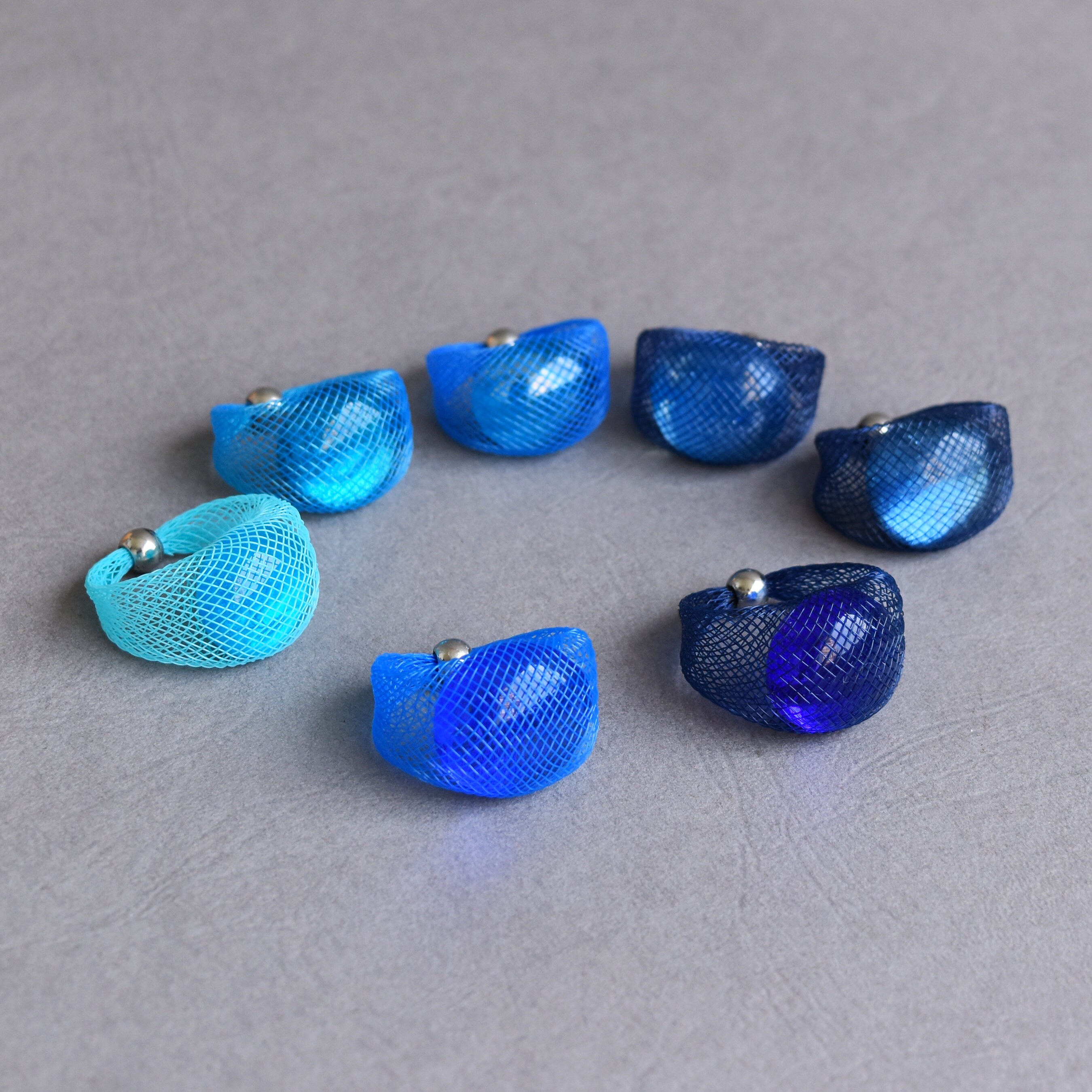 Blue Multi Shades Ring, Statement Art Ring, Fashion Ring, Contemporary ...