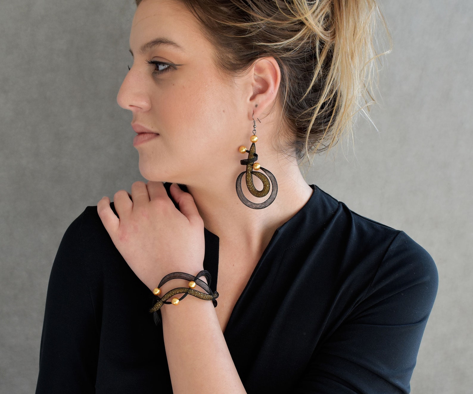 Golden Yellow Weave Bracelet, Meander Bracelet, Mesh Bracelet ...