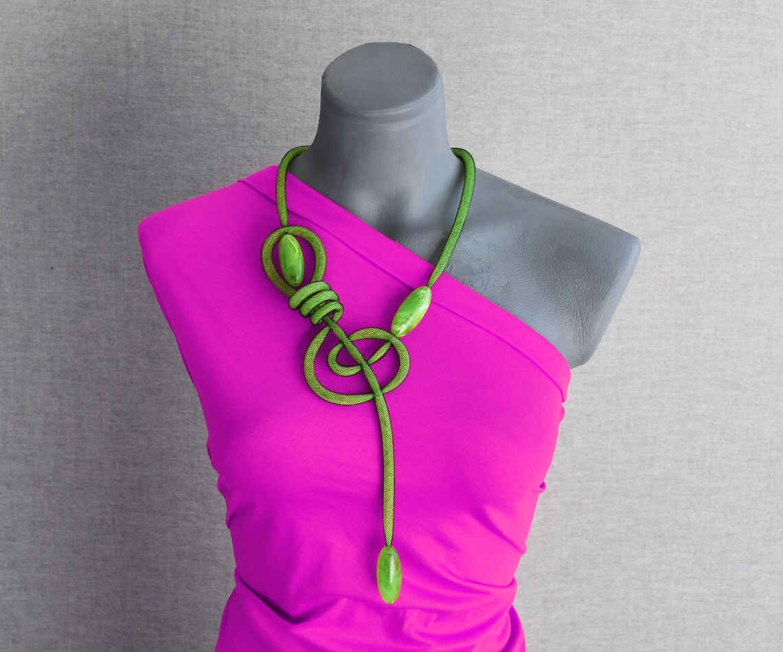 Vibrant Green Art Violin Key Inspired Necklace Contemporary - Etsy