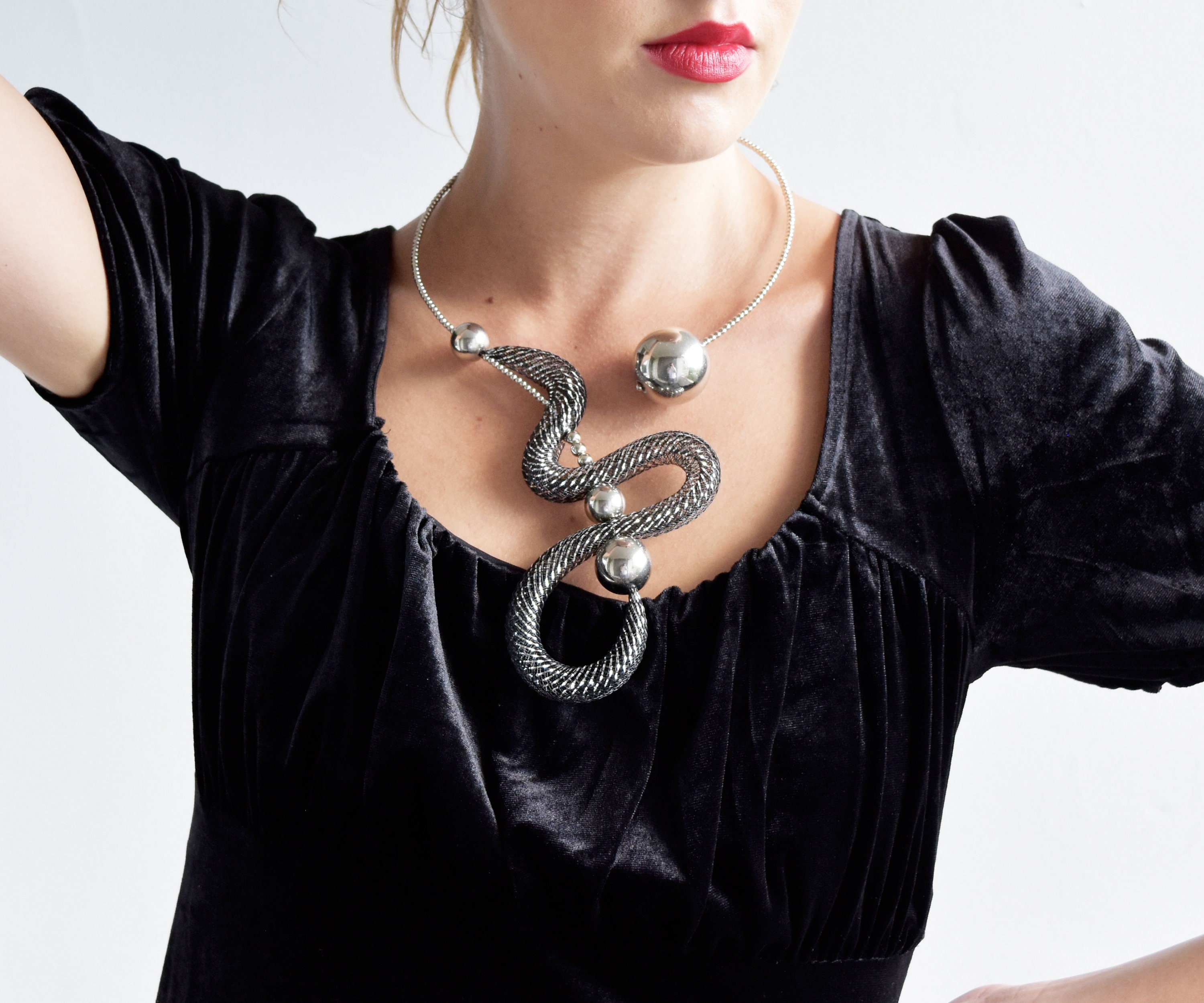 Open Collar Stylish Silver Open Necklace Asymmetric - Etsy