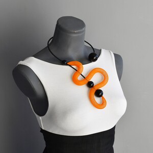 Open Necklace With Orange Accent, Unusual Bohemian Contemporary ...
