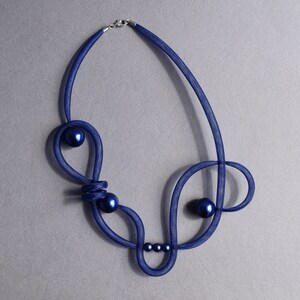 Navy Blue Mesh Necklace, Contemporary Necklace, Unusual Necklace ...