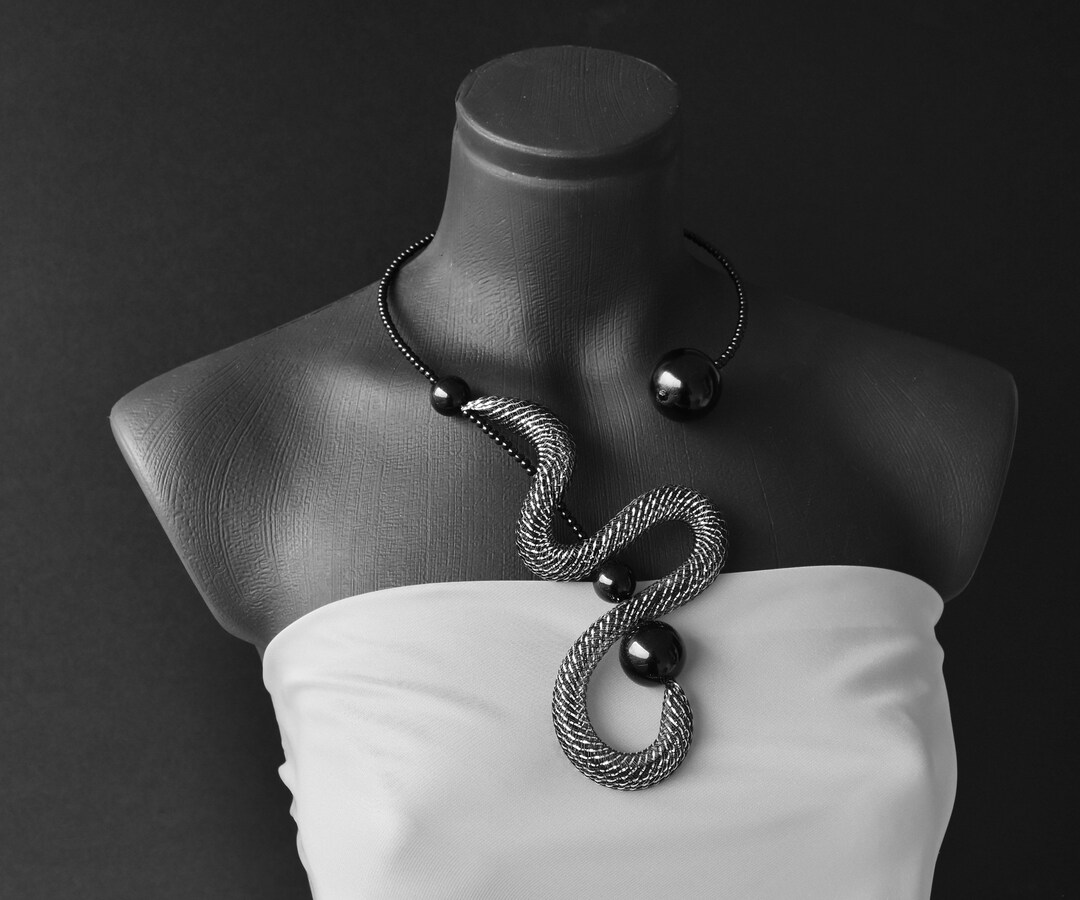 Open Collar, Stylish Black Open Necklace, Asymmetric Necklace ...