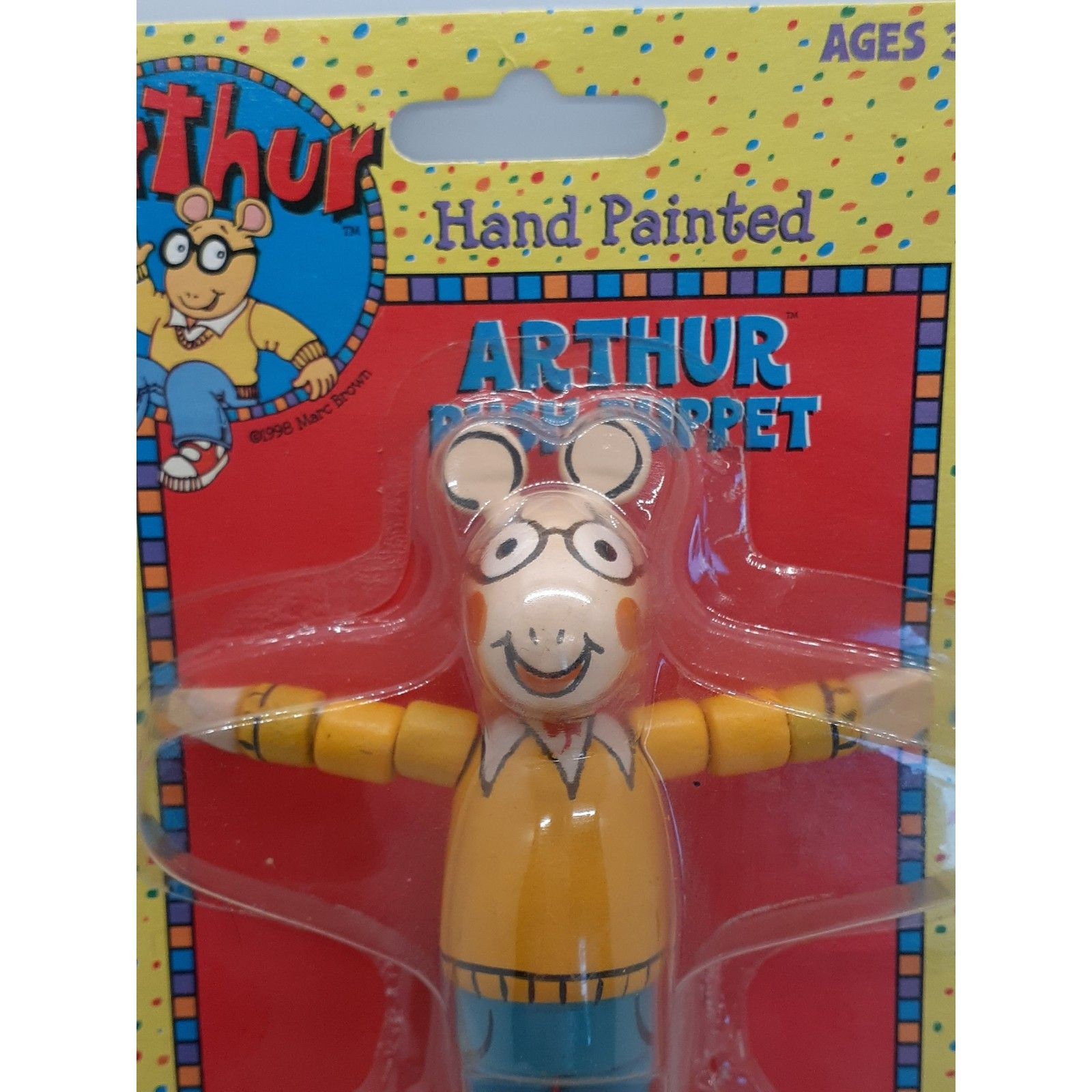 Arthur Aardvark PBS Kid's Show Hand Painted Push Puppet Arc Brown, 1997 ...