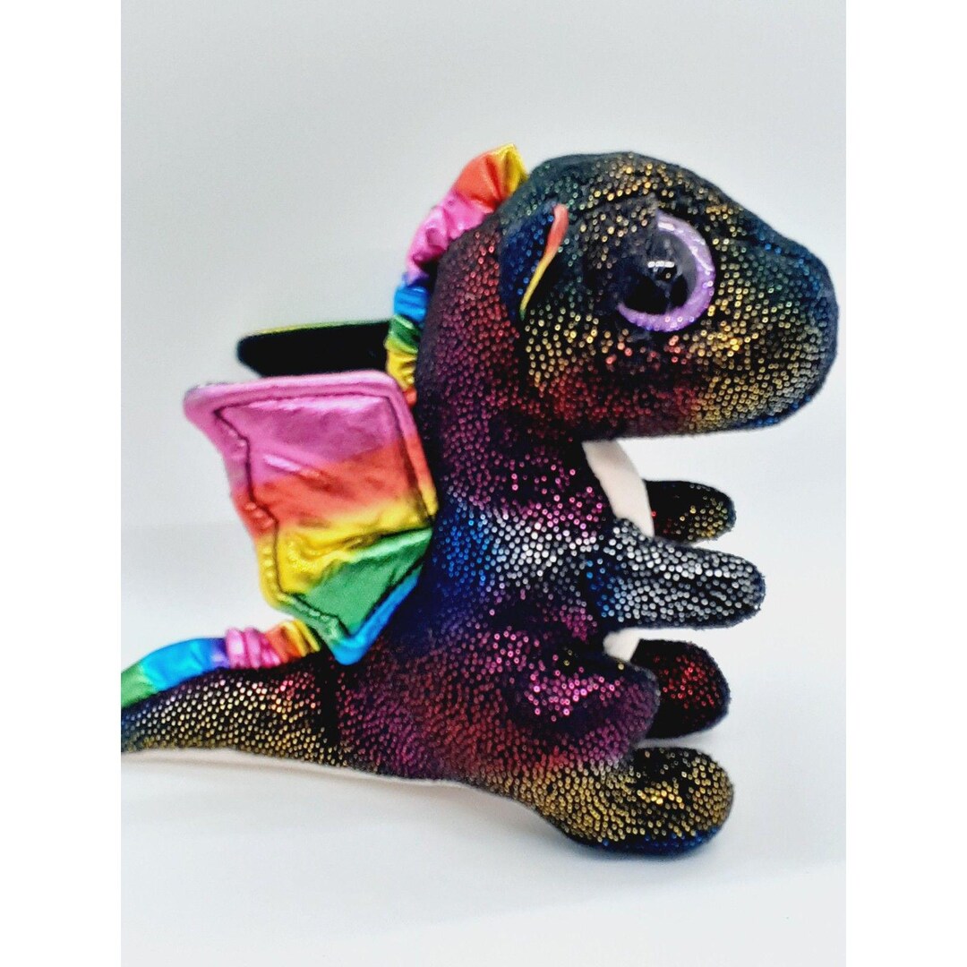 TY "anora" the Sparkly Black Rainbow Winged Dragon Beanie Boo Baby - No ...