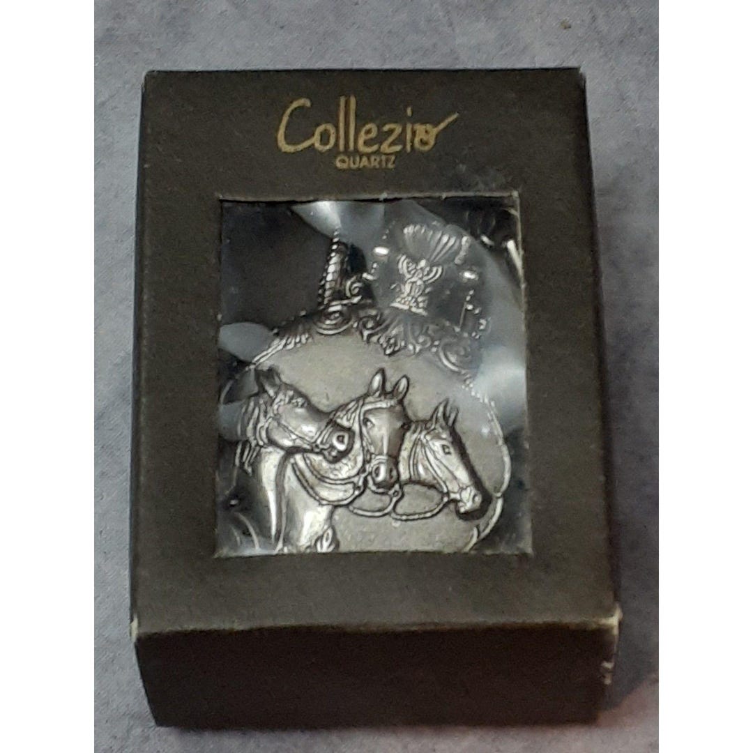 Collezio Quartz Silver Pocket Watch Vintage Horses Horse Design New in ...