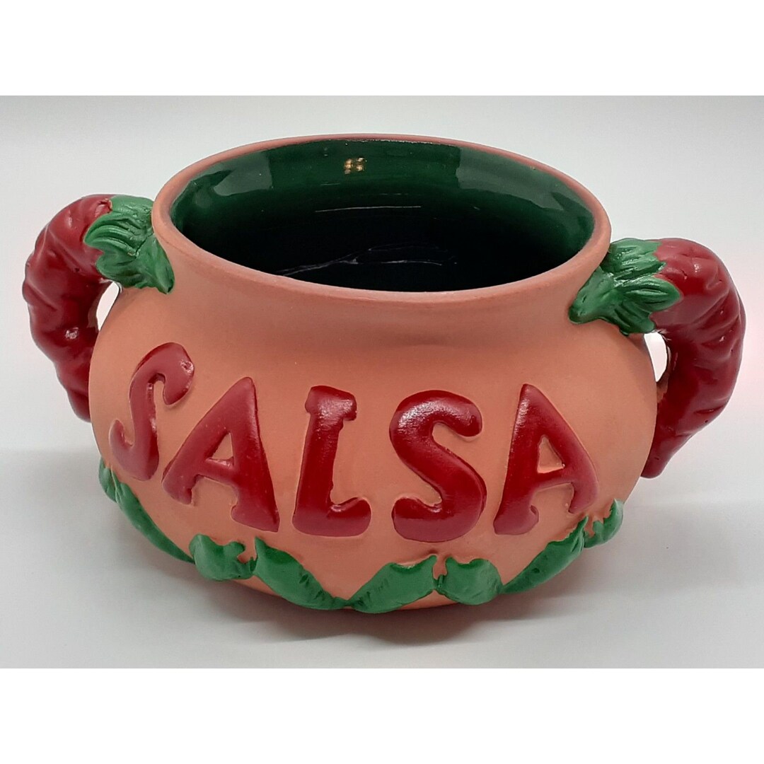Chili Pepper Terra Cotta Round Salsa Pot Bowl - NEW in Box - Vintage ...