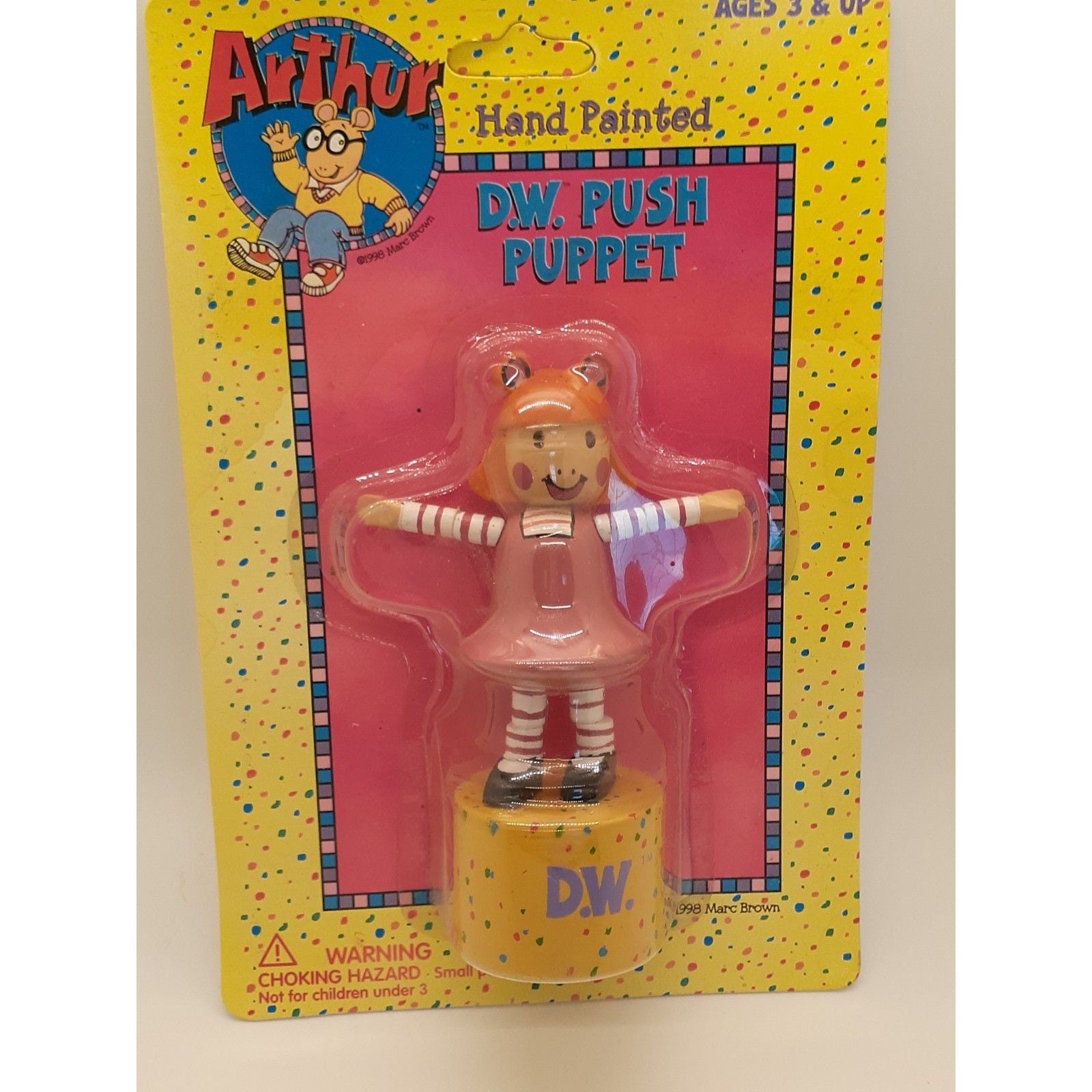 Arthur Aardvark D.W. PBS Kid's Show Hand Painted Push Puppet 1997 NEW ...