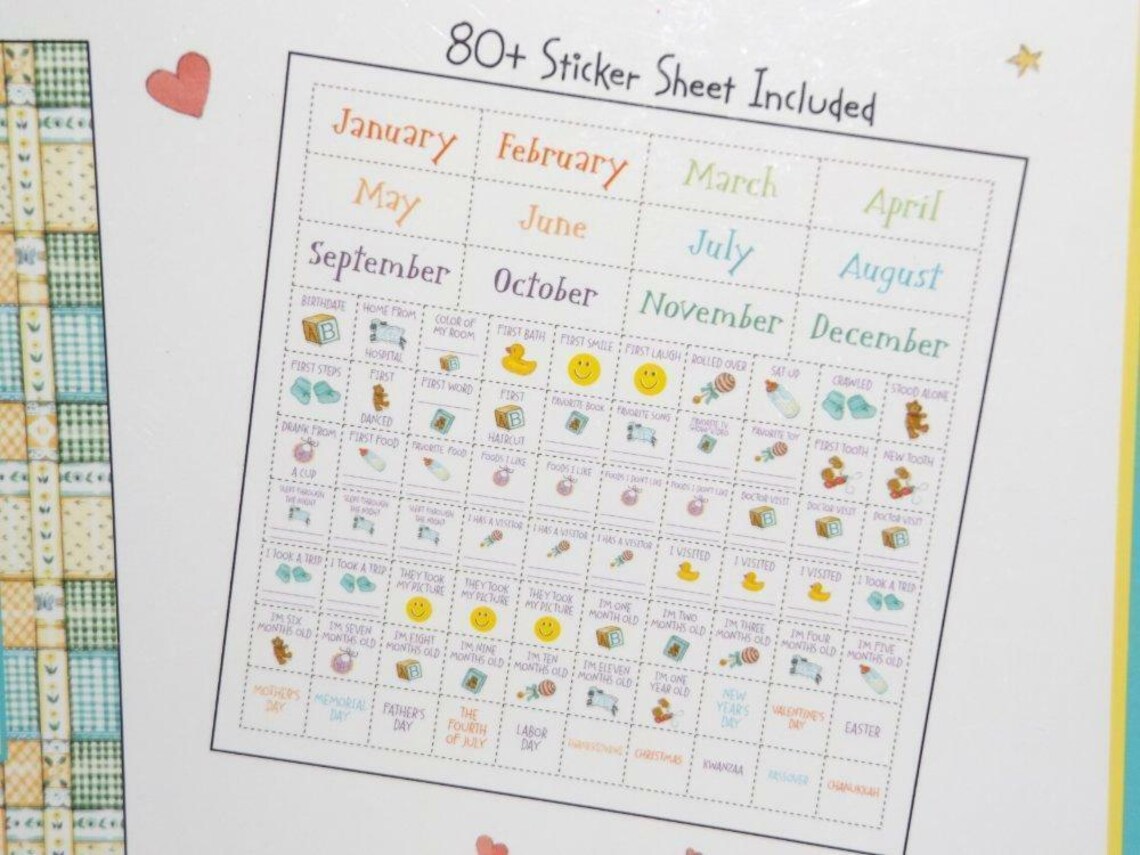 Baby's First Year Undated Calendar With Milestone Stickers - Very Cute ...
