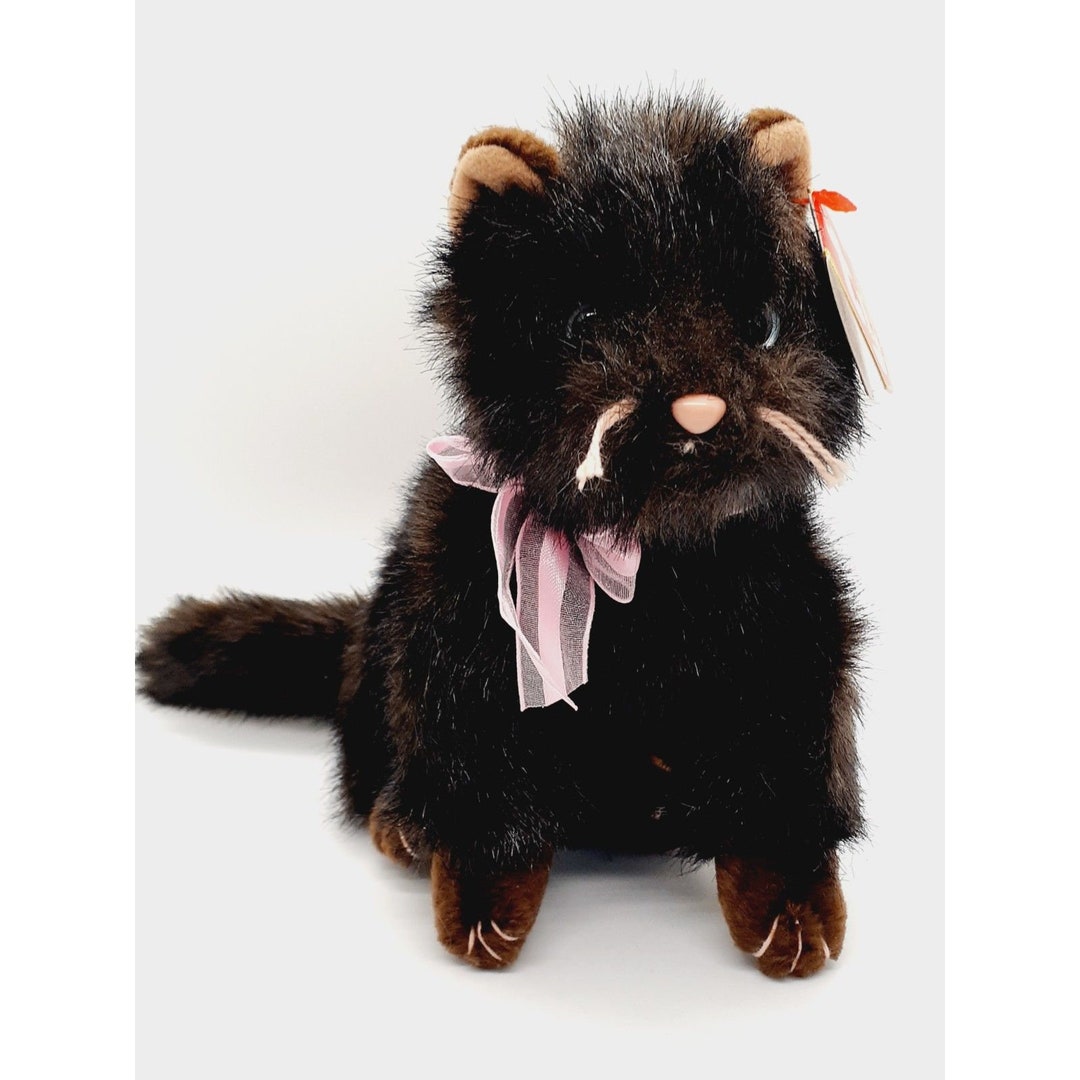 TY Heiress the Long Haired Black Cat Kitty Beanie Baby - NEW With Tags ...