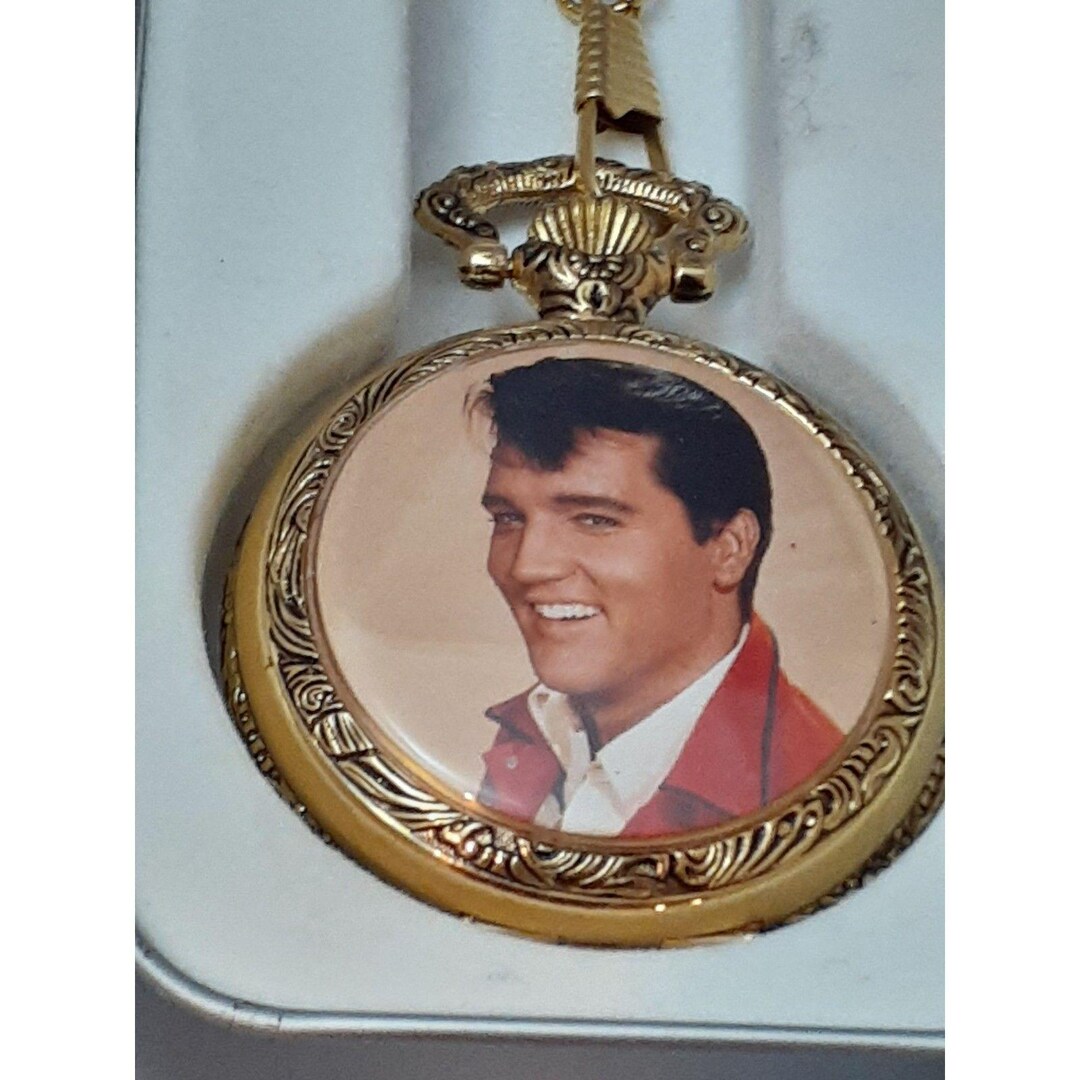 Elvis Presley Collectible Gold Tone Pocket Watch - Plays Love Me Tender ...