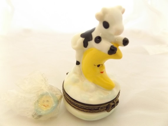 Nursery Rhyme Porcelain Hinged Boxes Cow Over Moon Little | Etsy