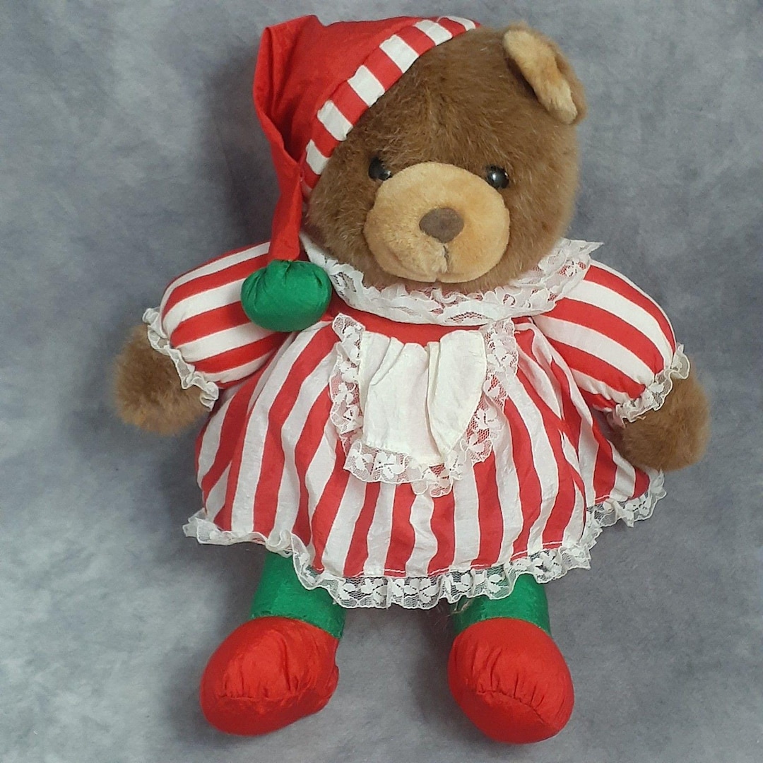 Christmas Puffalump Style Teddy Santa Bear Plush Stuffed Animal JS ...