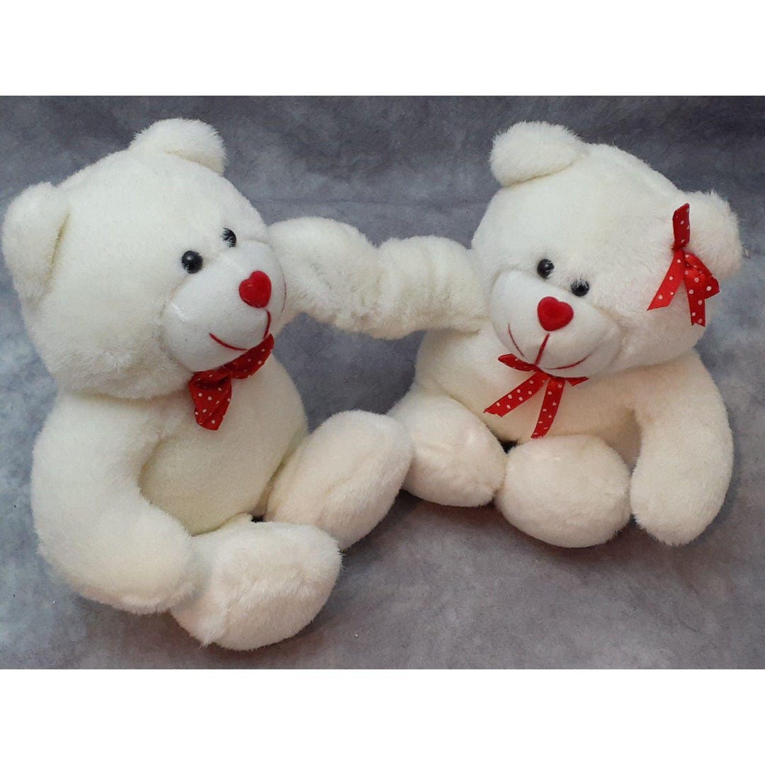 Playtronix White Plush Kissing Valentine's Day Bear Couple - Plays ...