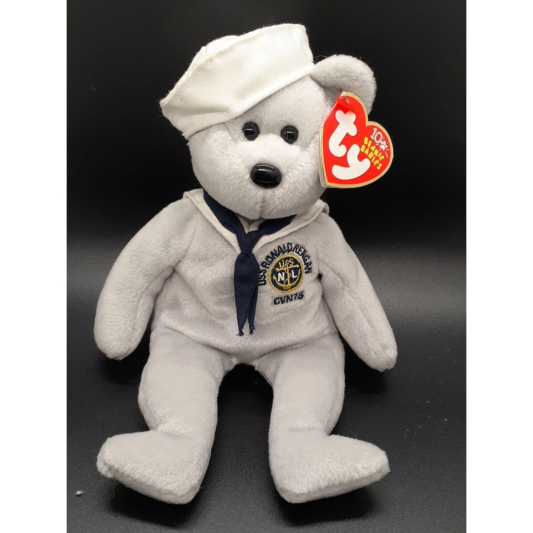 TY Beanie Baby USS Ronald Reagan CVN76 Ronnie Navy Sailor Bear TY 10 ...