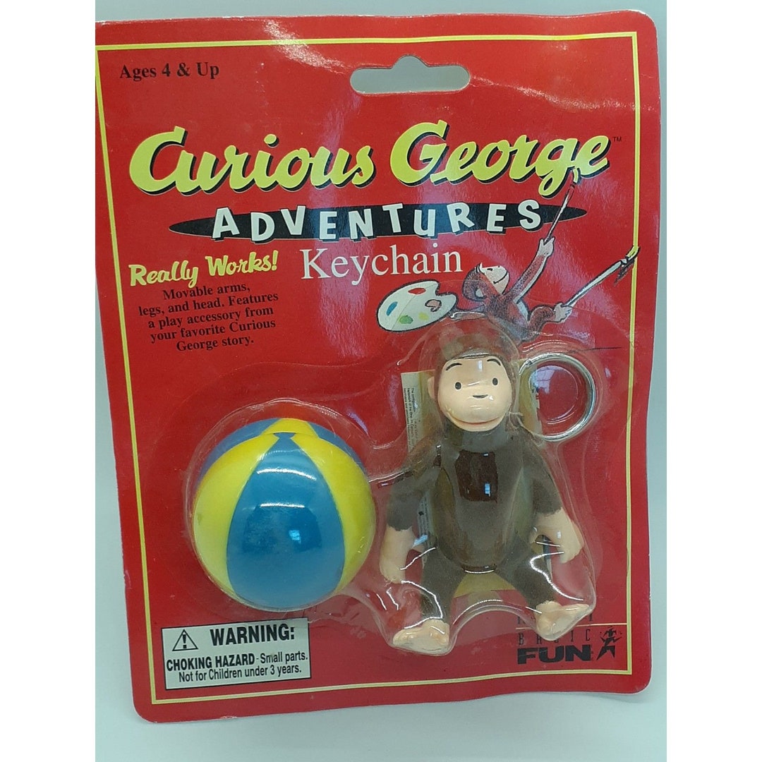 Curious George Monkey Adventures With Big Yellow Ball Keychain - NEW ...