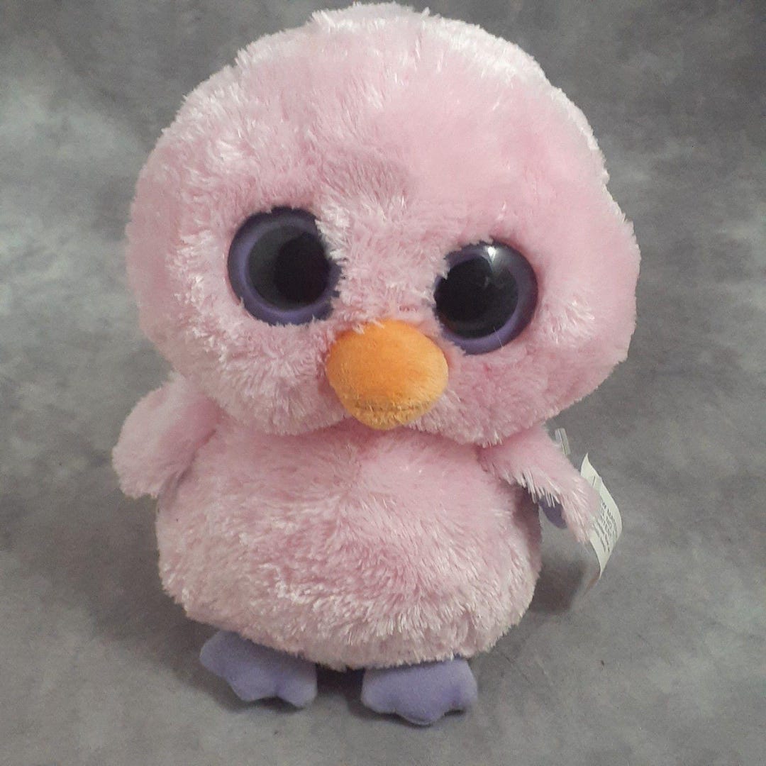 TY Beanie Boo POSY the Pink Chick Solid Eyes - Large Size 9 1/2" - Mint ...