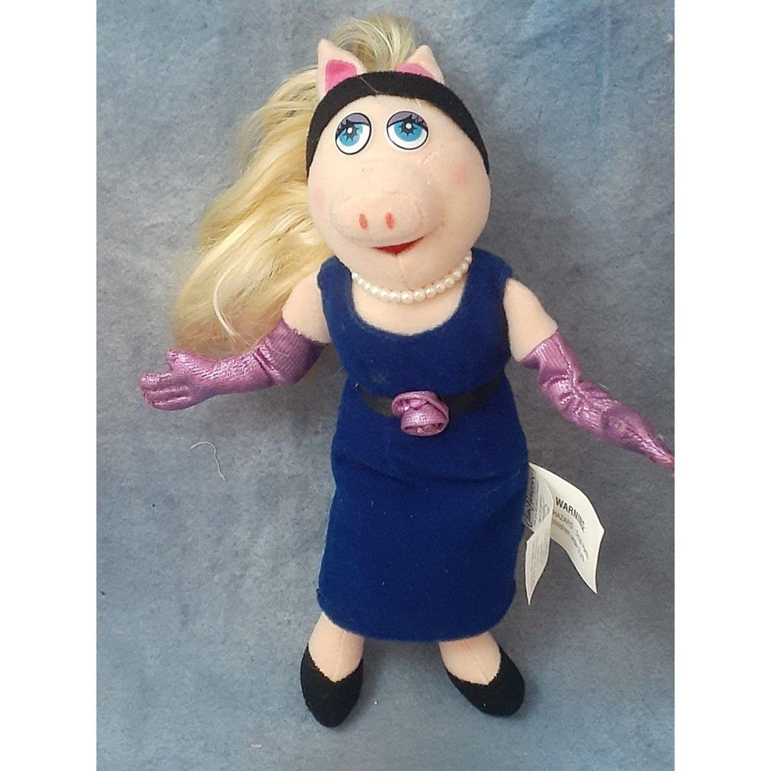 The Muppet's Miss Piggy Plush Beanbag Purple Gloves & Pearls - Vintage ...