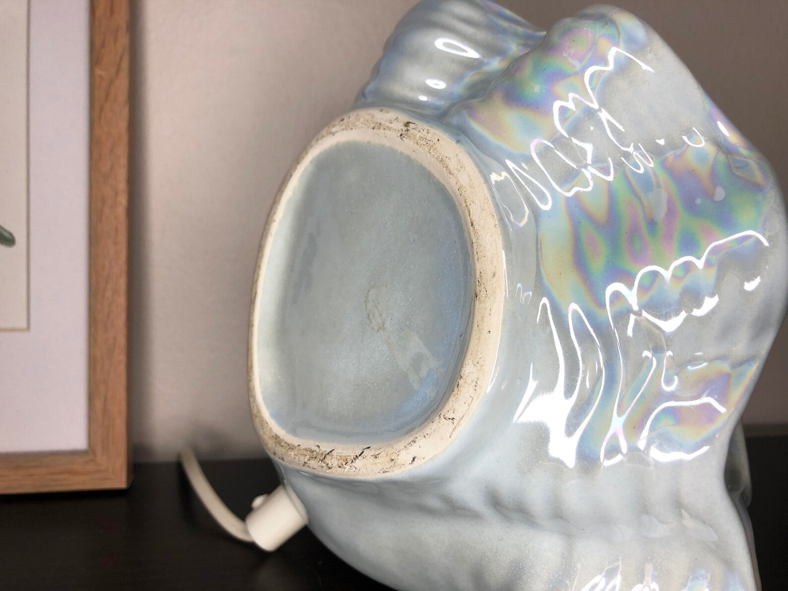 Vintage Shell Lamp 80s Blue Ceramic Glass Table Lamp - Etsy