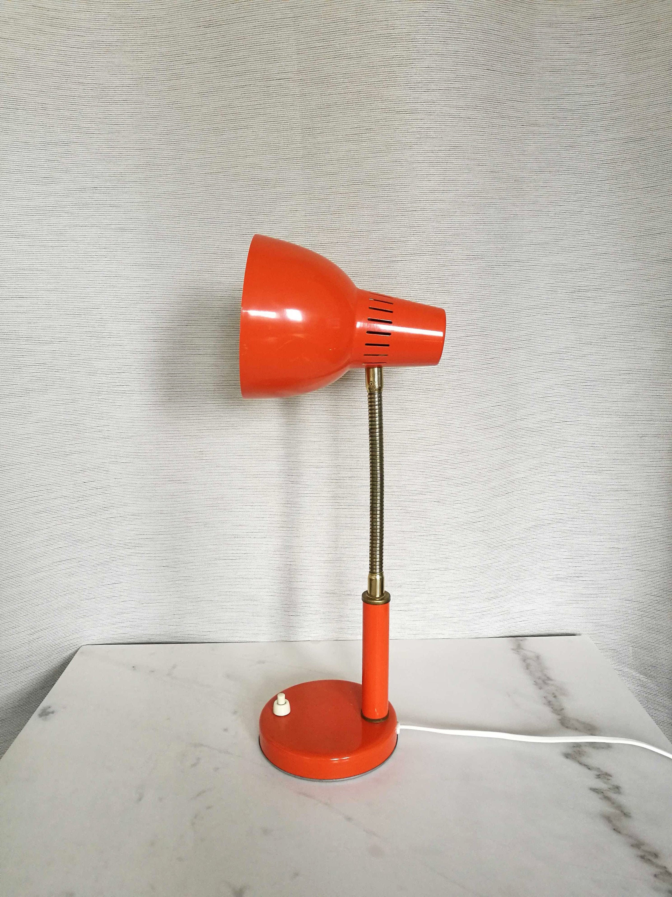 60s/70s Vintage Red Desk Lamp, Hemi-3b, Mid Century Scandinavian Design ...