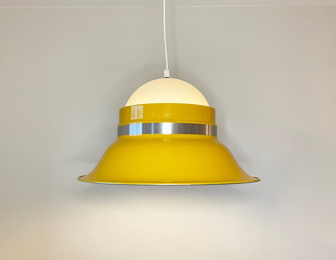 Vintage Yellow 1970s Pendant Lamp, Swedish Space Age Design - Etsy
