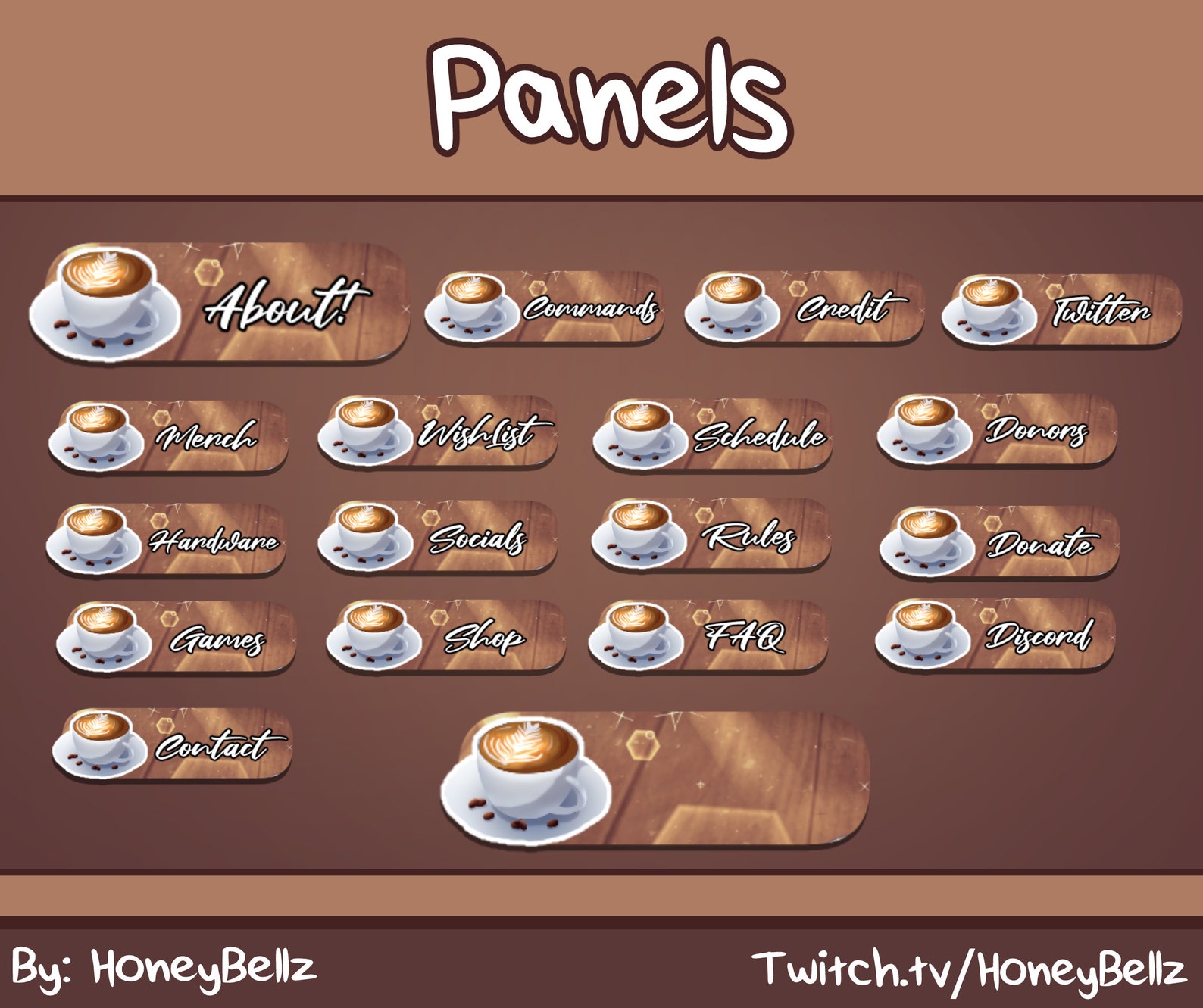 Animated Coffee Twitch Overlay and Panels Stream Starting, Be Right ...