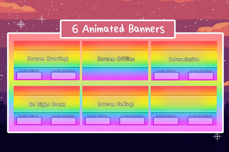 Rainbow Simple Twitch Stream Overlay Package - Etsy