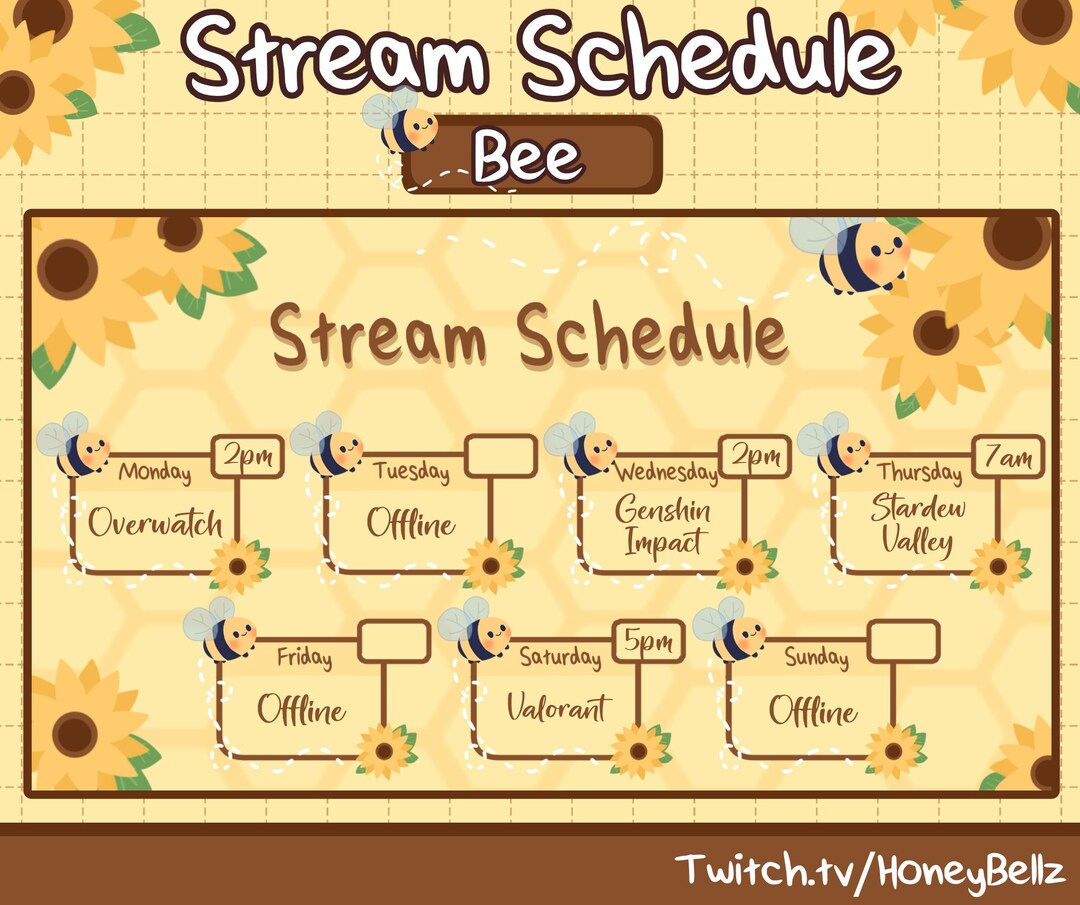 Bee Stream Schedule Twitch Twitter Youtube Yellow Flower Kawaii Cute ...