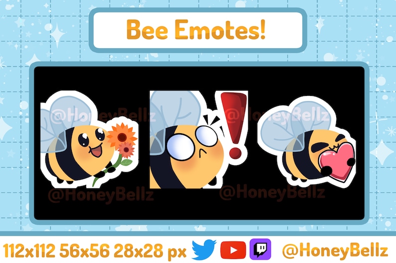 Bee Emotes | Twitch | Youtube | Yellow | Discord - Etsy