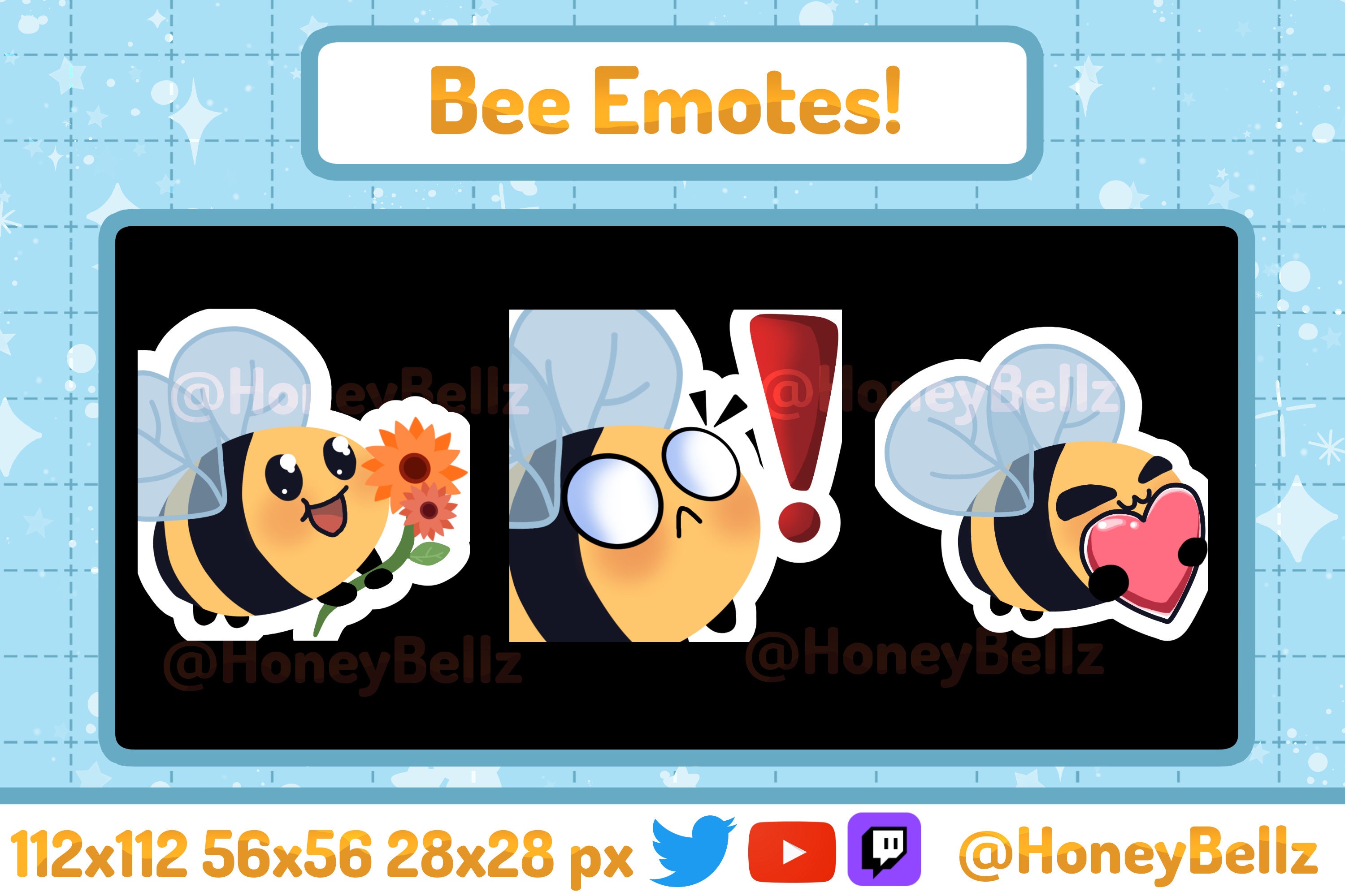 Bee Emotes Twitch Youtube Yellow Discord - Etsy