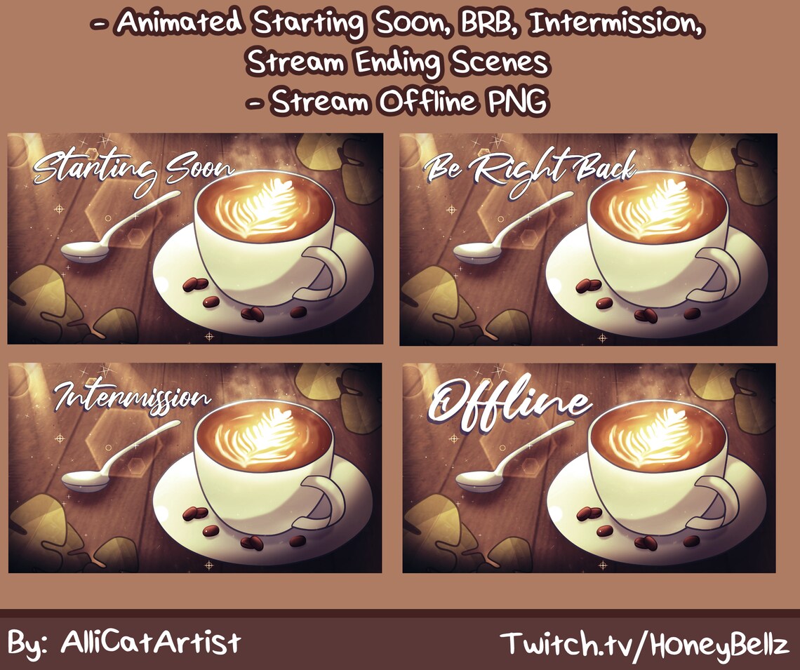 Animated Coffee Twitch Overlay and Panels Stream Starting - Etsy