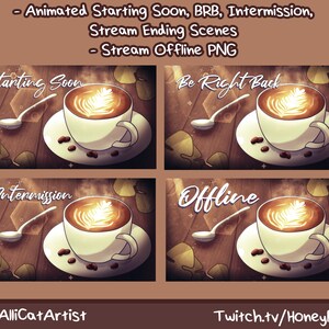 Animated Coffee Twitch Overlay and Panels Stream Starting - Etsy
