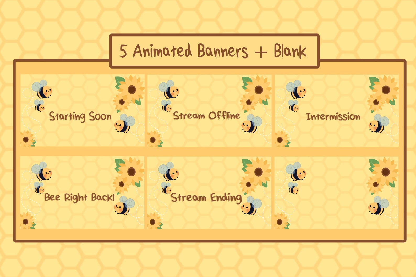 Animated Bee Twitch Package Yellow Panels Overlay | Etsy