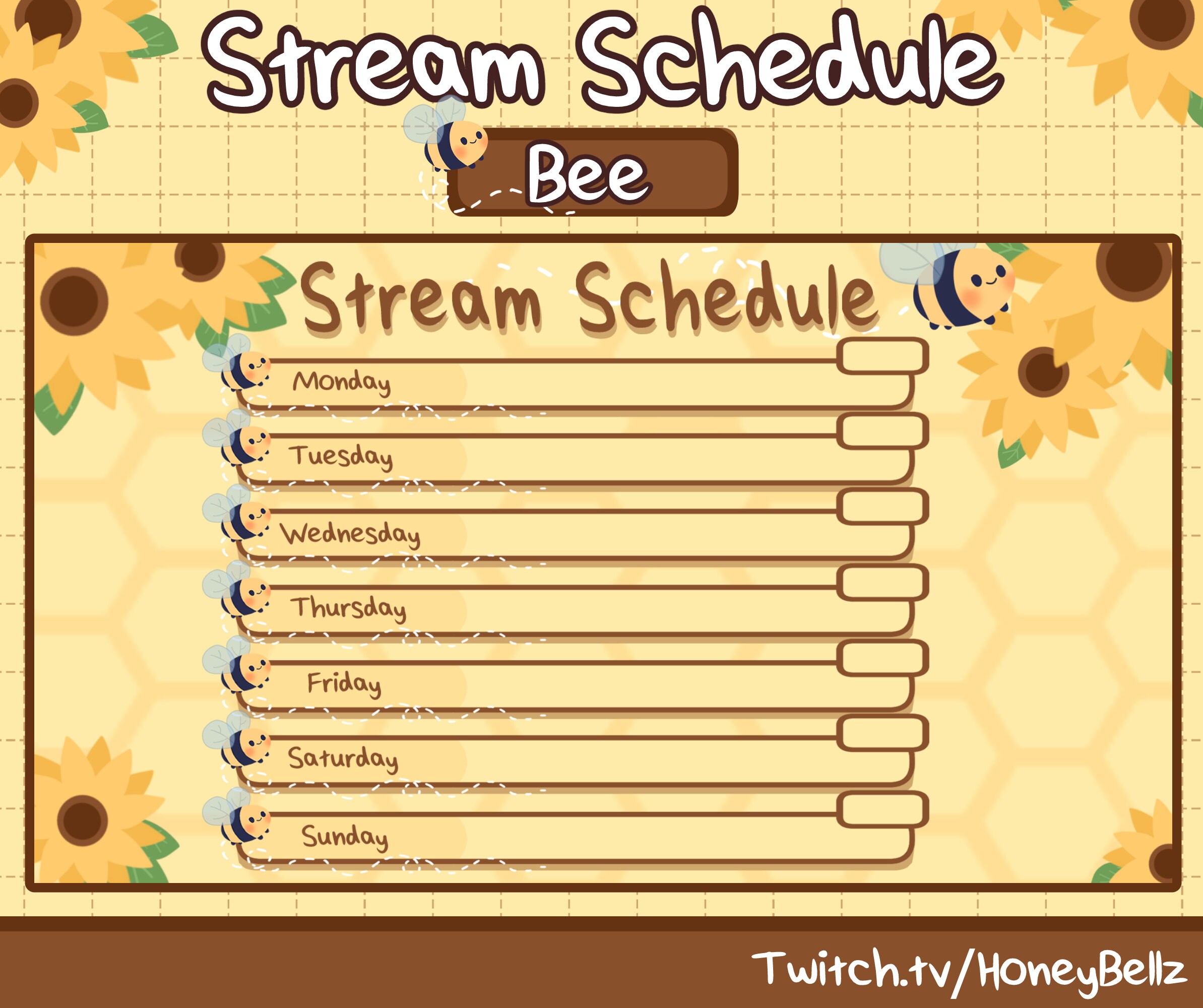Bee Stream Schedule Twitch Twitter Youtube Yellow Flower Kawaii Cute ...